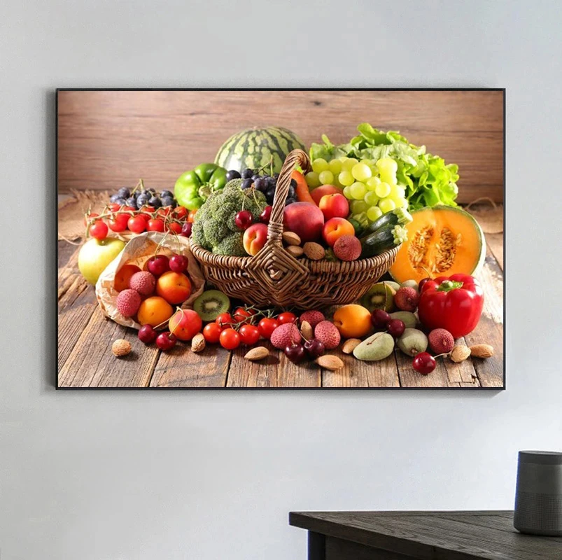 Keuken Decor Fruit En Mand Wall Art Poster Moderne Canvas Schilderij ...