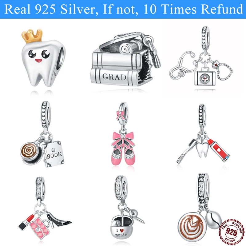 CYCUFF-925-Sterling-Silver-Tooth-Crown-Charme-Beads-para-As-Mulheres ...