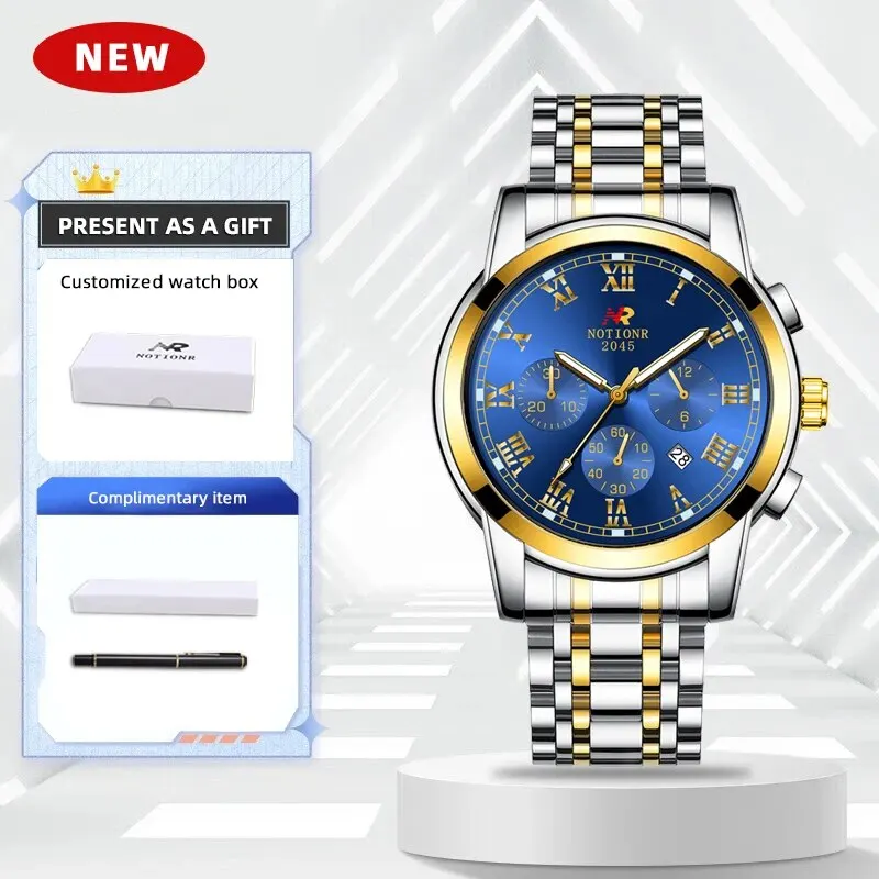 NOTIONR-Mens-Luxury-Gold-Silver-Stainless-Steel-Waterproof-Quartz ...