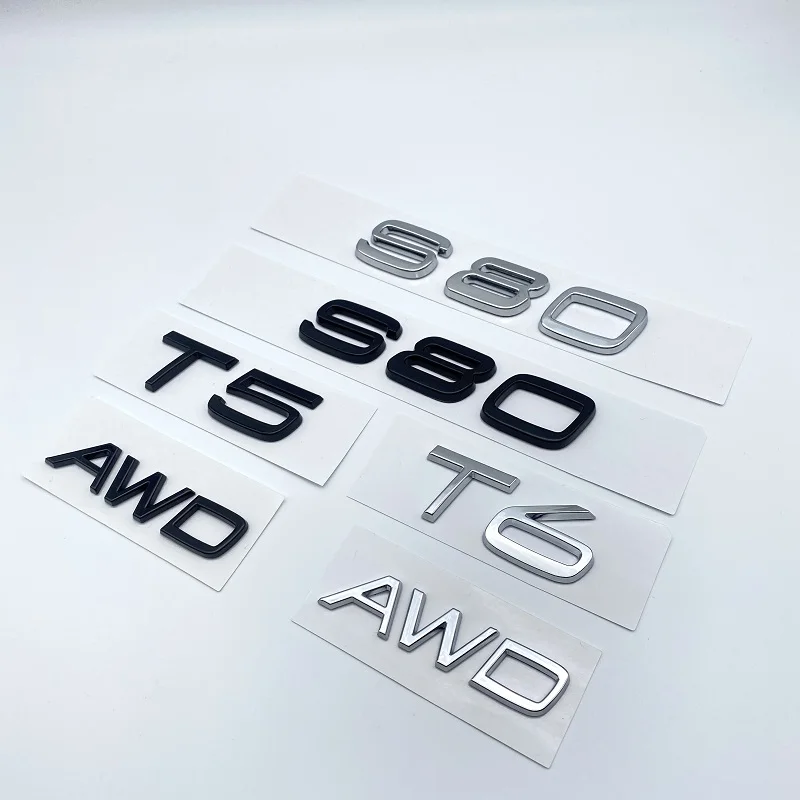 3d Awd T5 T6 로고 엠블럼 배지 데칼 자동차 스티커 볼보 S80 자동차 스타일링 광택 블랙 엠블럼 명판 자동차 개조