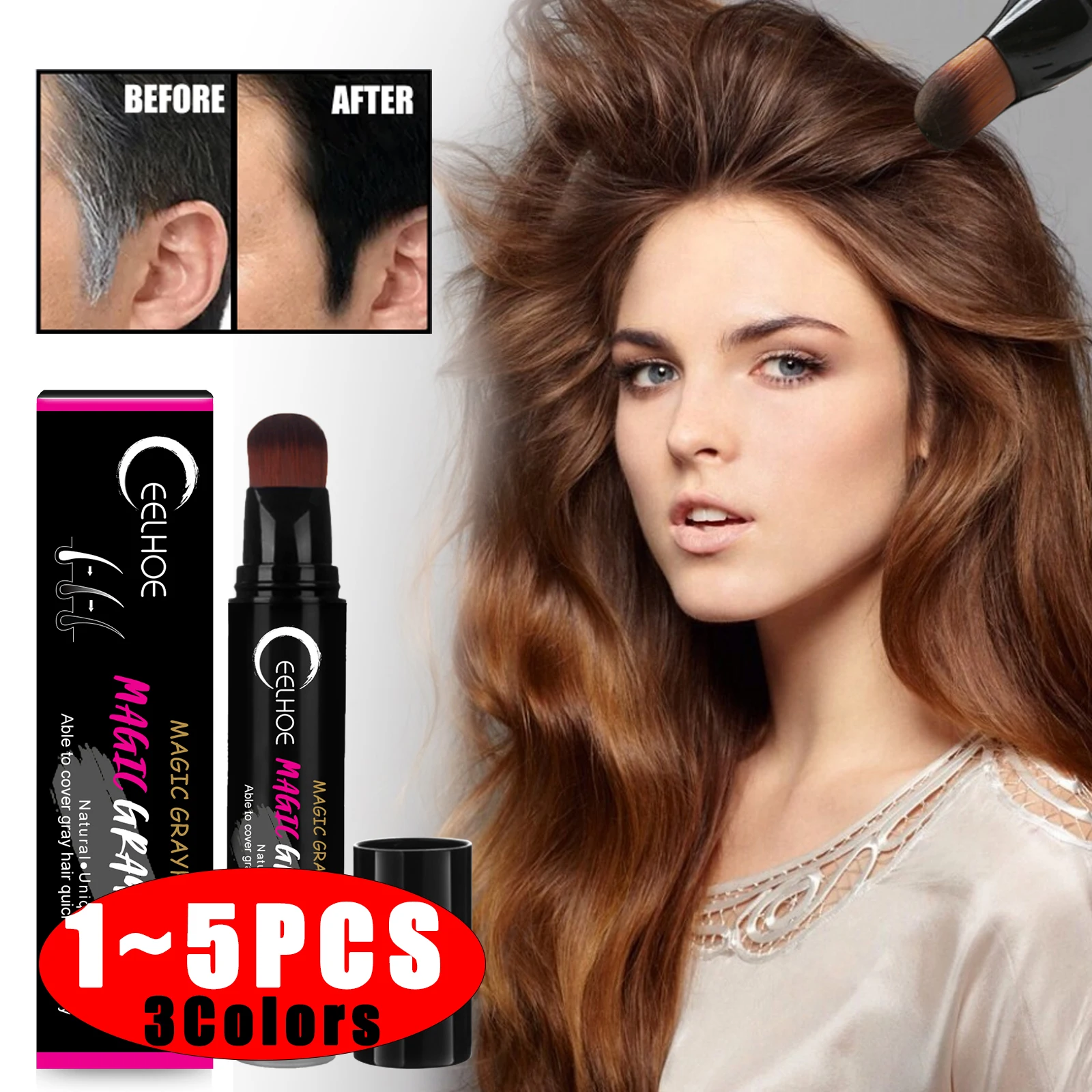 EELHOE Disposable Hair Color Stick Natural Herbal Damage-Free Quick ...