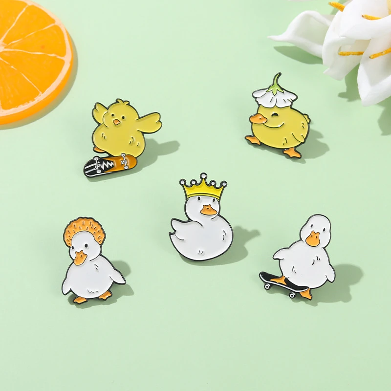 Creative Cute Duck Alloy Brooch Cartoon Little White Duck Yellow Duck ...
