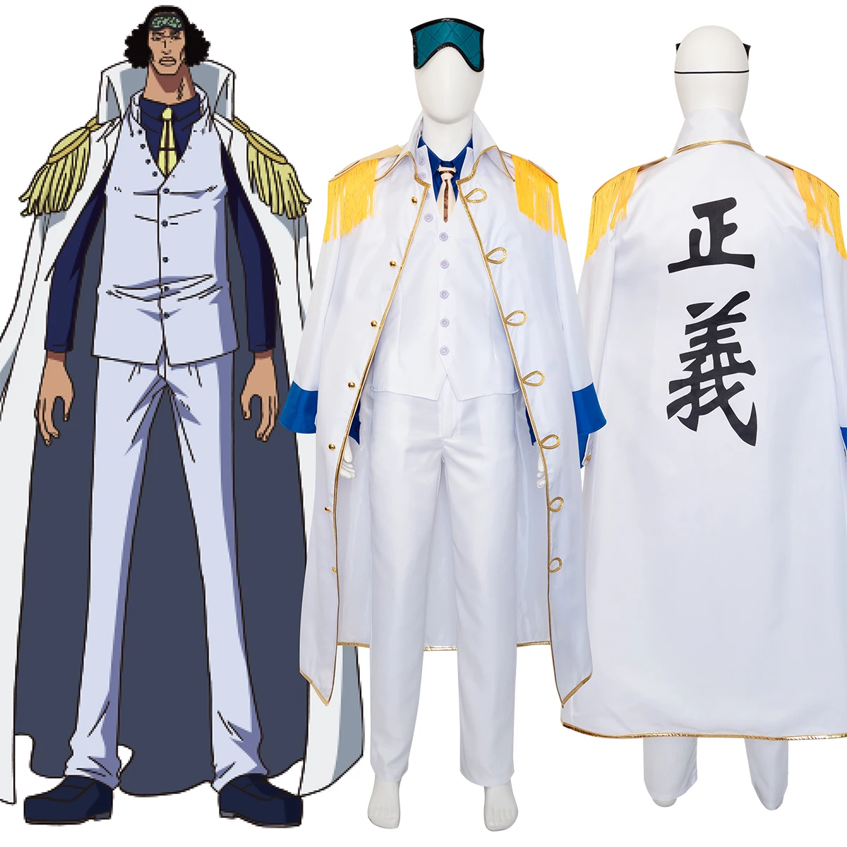 IN STOCK Pirates Tenth Ship Captain Marine Admiral Kuzan Aokiji Cosplay ...