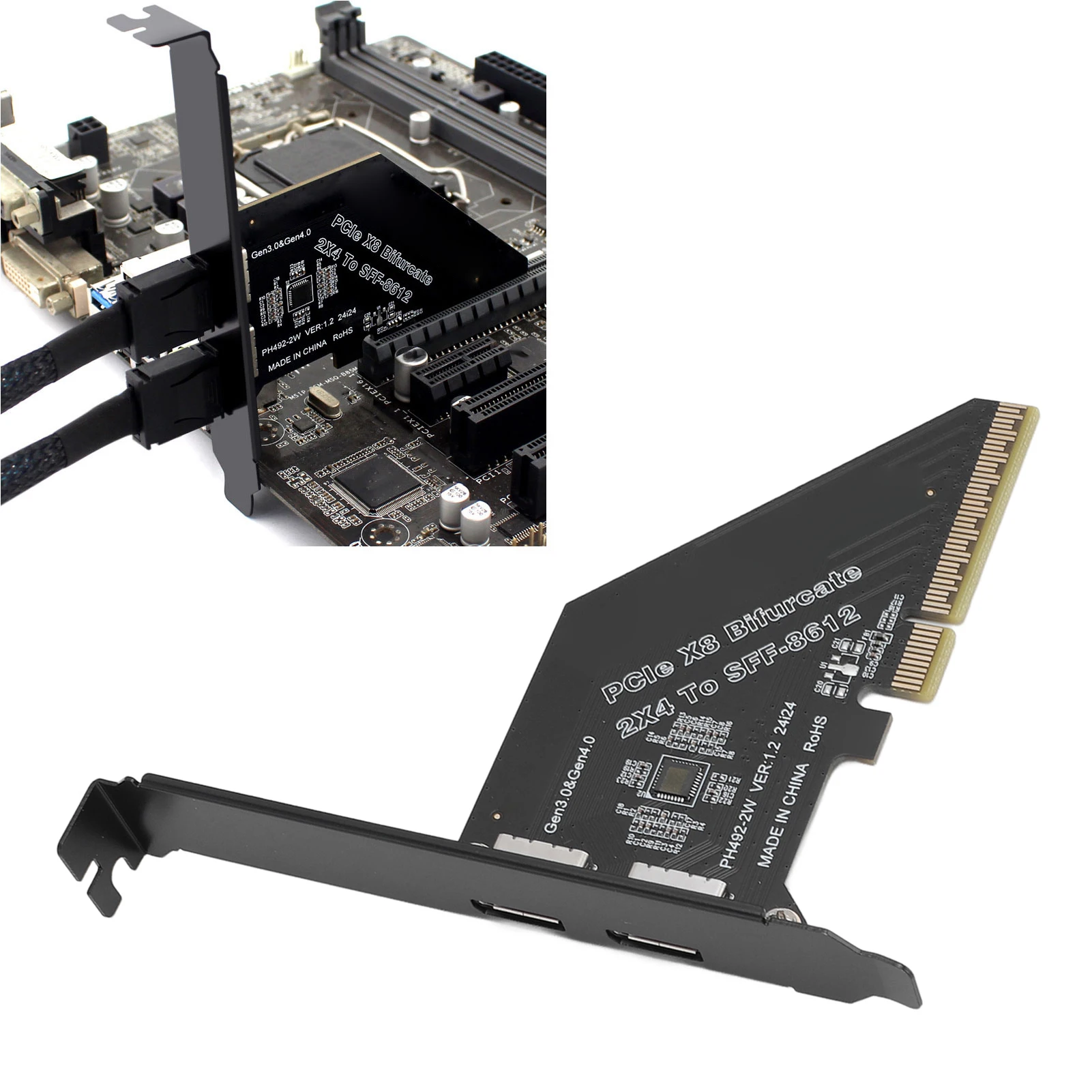 PCIe 4.0 X8 to Oculink Adapter Card High Speed Data Transfer 128 GT/s ...