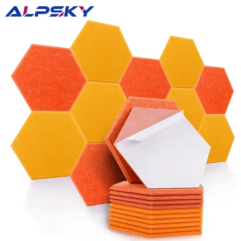 6Pcs-Hexagon-Polyester-Wall-Panels-Soundproofing-Self-adhesive-Sound ...