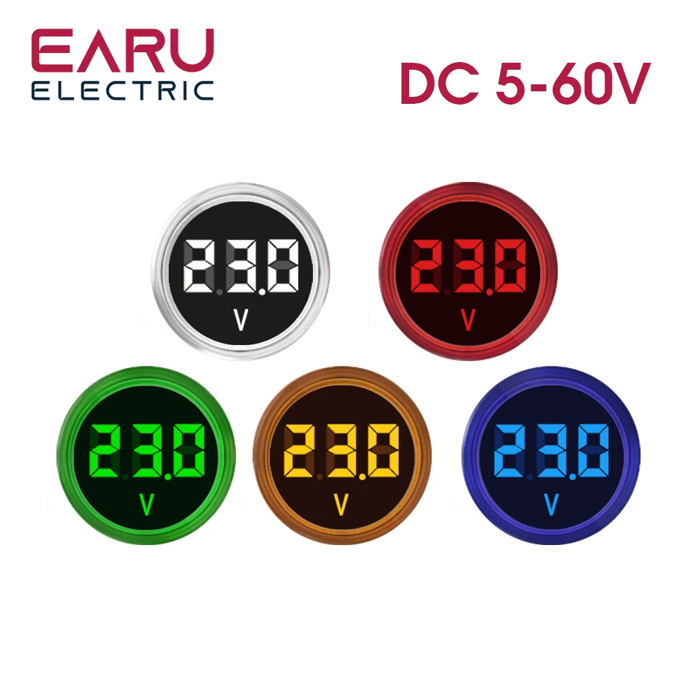 DIY-Mini-Digital-Voltmeter-22mm-Round-DC5-60V-Volt-Voltage-Tester-Meter ...
