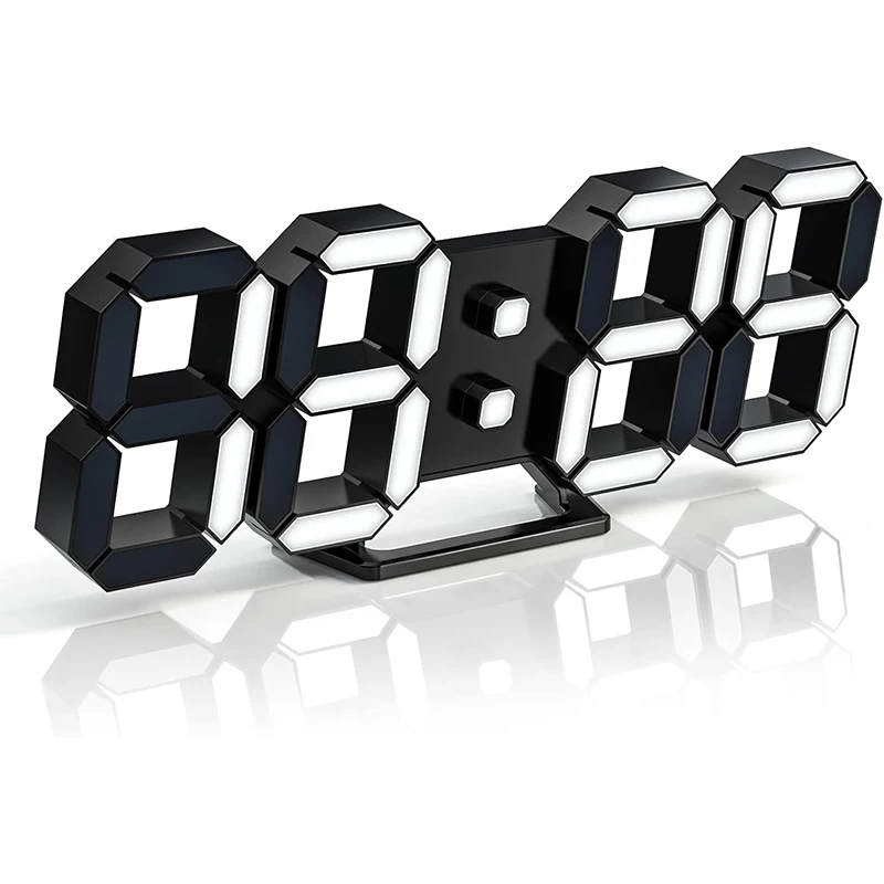 3D LED Digital Wall Clock Desk Alarm Clock with Remote Control for ...