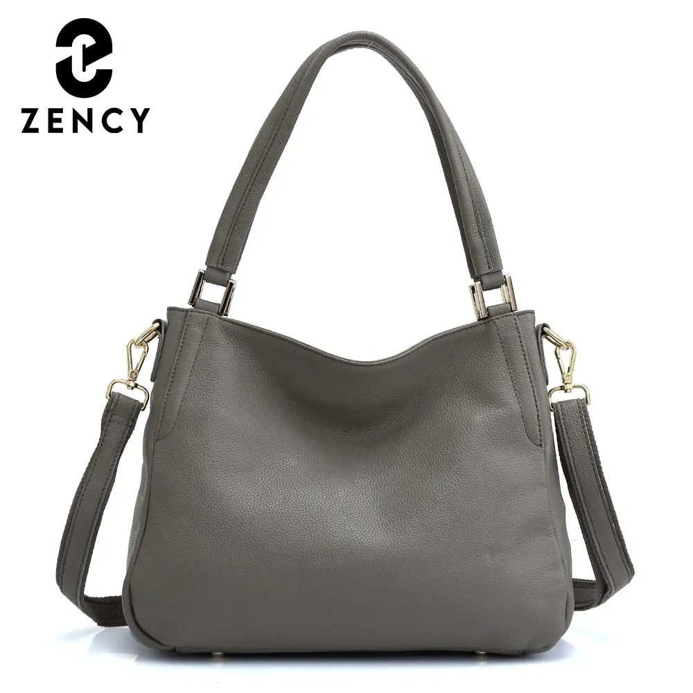 Zency Genuine Leather Handbag Female Classic Simple Casual Tote Bag ...
