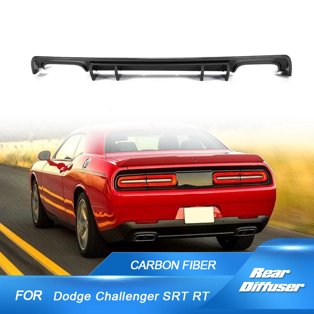 Car-Rear-Bumper-Carbon-Fiber-Diffuser-Lip-Spoiler-For-Dodge-Challenger ...