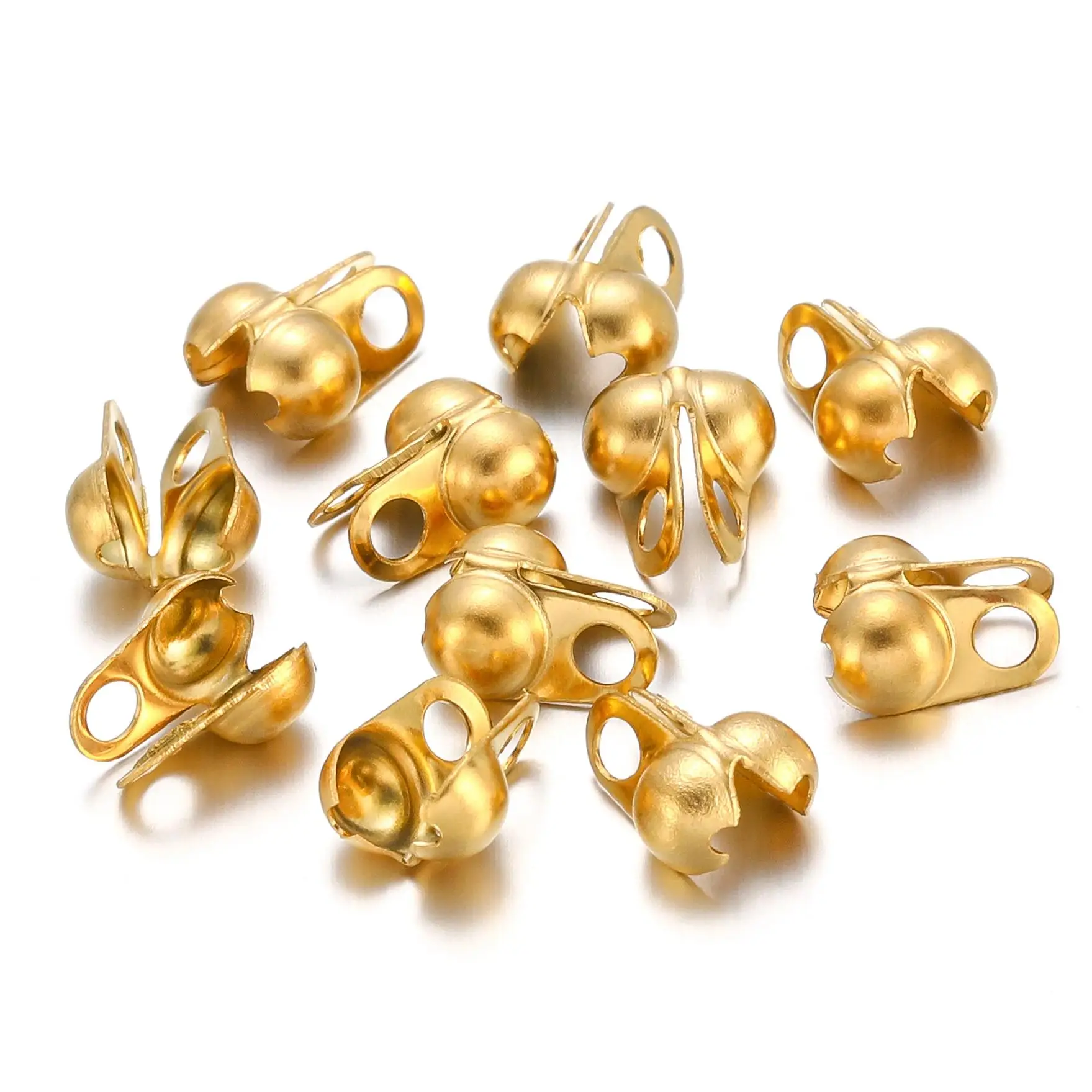 50-100pcs Stainless Steel Gold Plated Connector Clasp Crimp End Beads ...