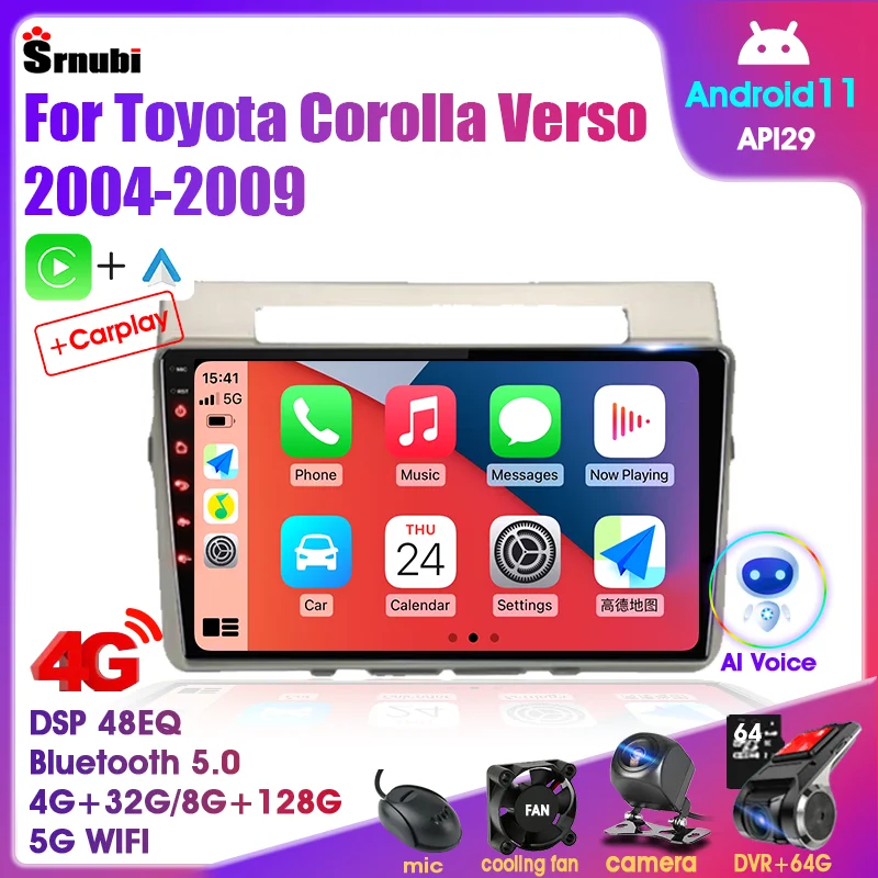 Srnubi Radio con GPS para coche, reproductor Multimedia con Android 11, 2DIN, Carplay, estéreo ...