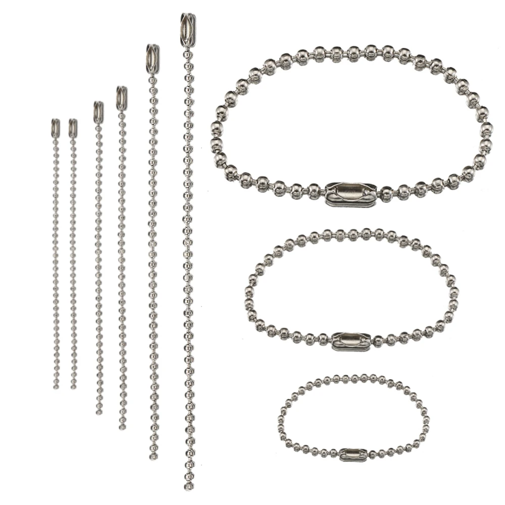 10-20-50pcs-Stainless-Steel-Ball-Bead-Chains-Key-Chain-Dolls-Label-Tag ...