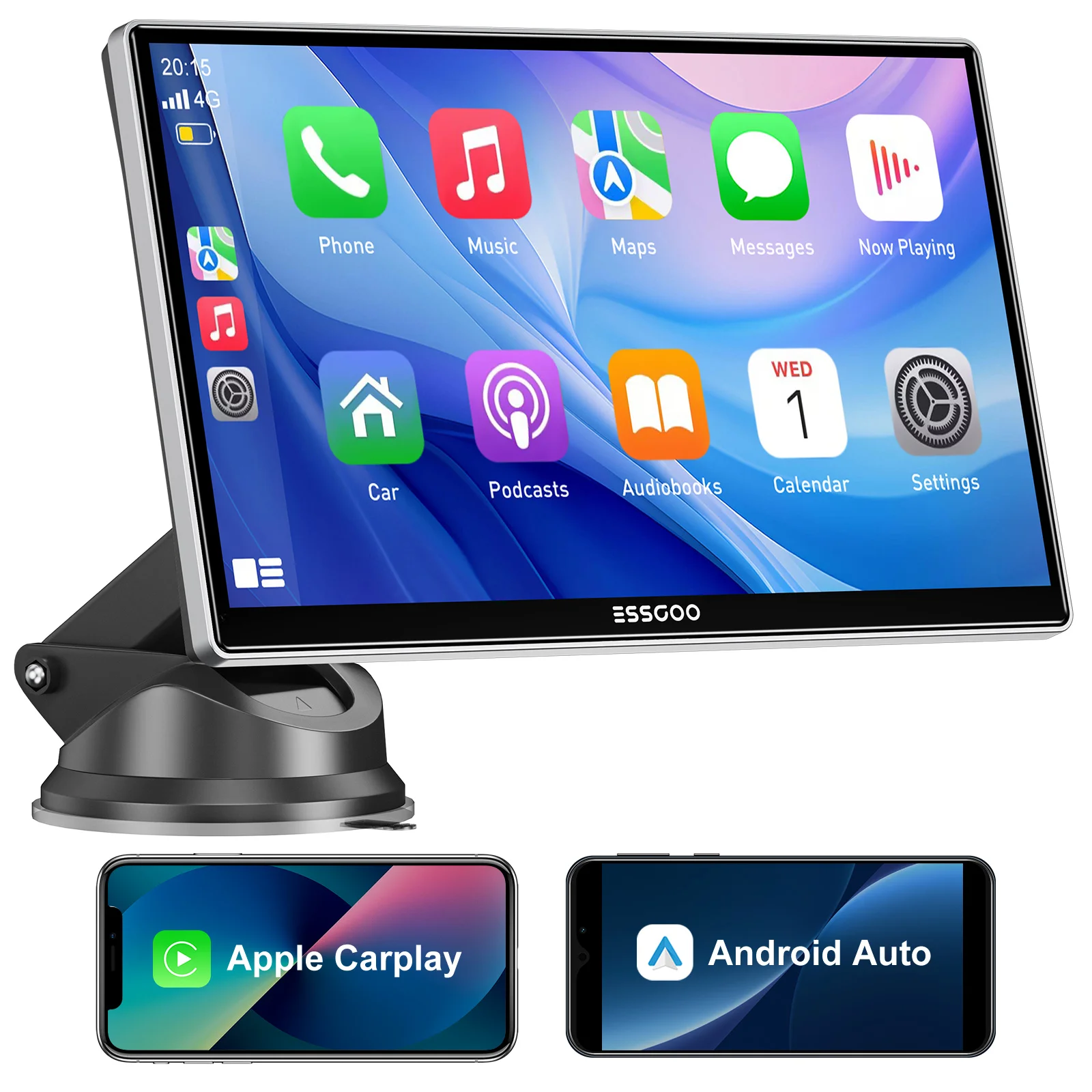 ESSGOO 9 Inch Touch Screen Portable Car Stereo Radio Wireless Apple ...