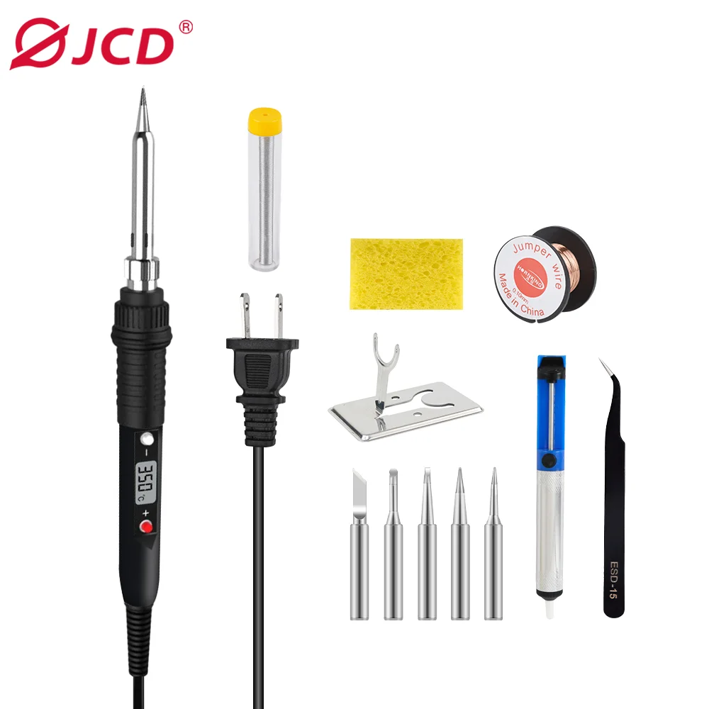 JCD 80W Electric Soldering Iron Kit Set Digital Temperature Adjustable ...