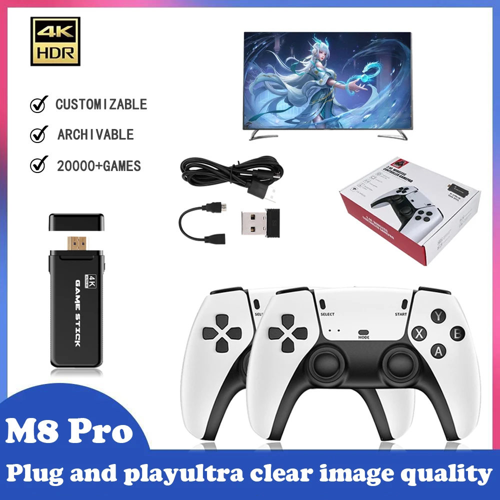 M8 PRO Video Game Console 2.4G High-Definition 4K Double Wireless ...