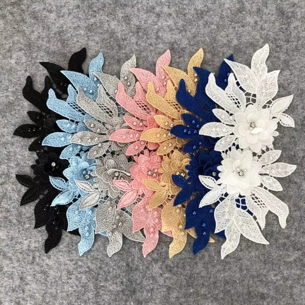 Multifunctional Hollow Pearl Flower Applique 3D Gorgeous Embroidery ...
