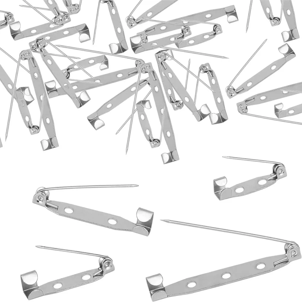 50Pcs/Lot 15 25 30 35 45mm Brooch Clip Base Pins Safety Pins Brooch ...