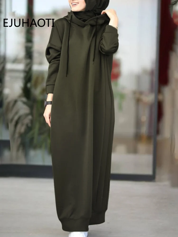 Muslim-Autumn-Winter-Women-s-Solid-Hooded-Drawstring-Loose-Casual ...