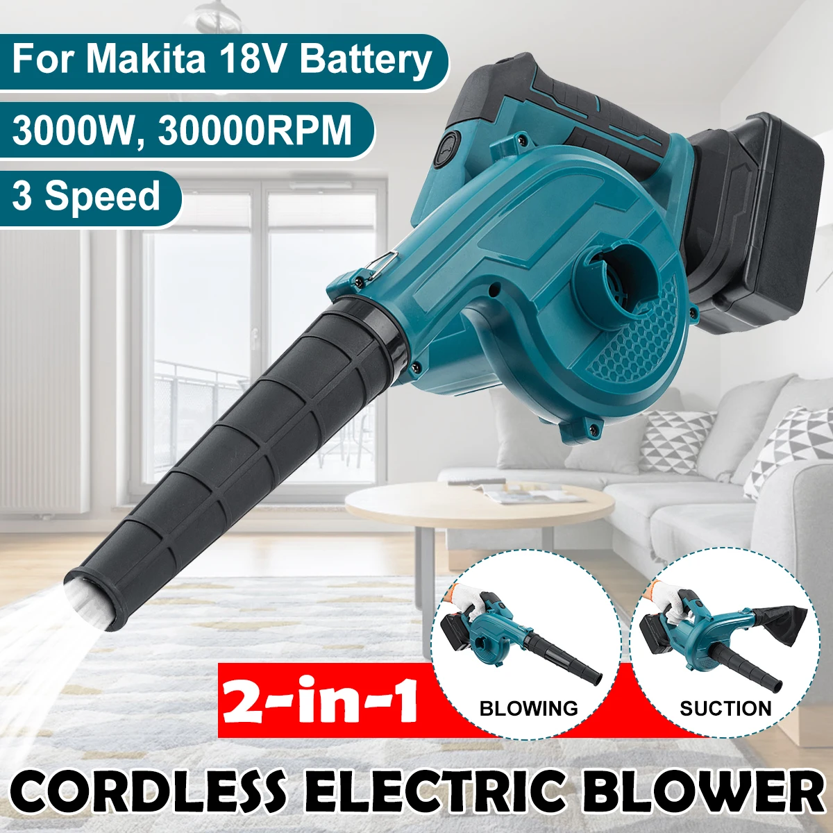 3500W Garden Cordless Blower Vacuum Clean Air Blower for Dust Blowing ...