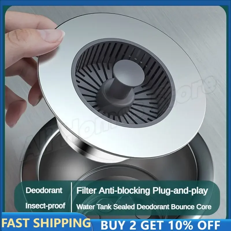 Kitchen-Filter-Sink-3-in-1-Pop-Up-ABS-Silver-Plated-Sink-Strainer-Drain ...