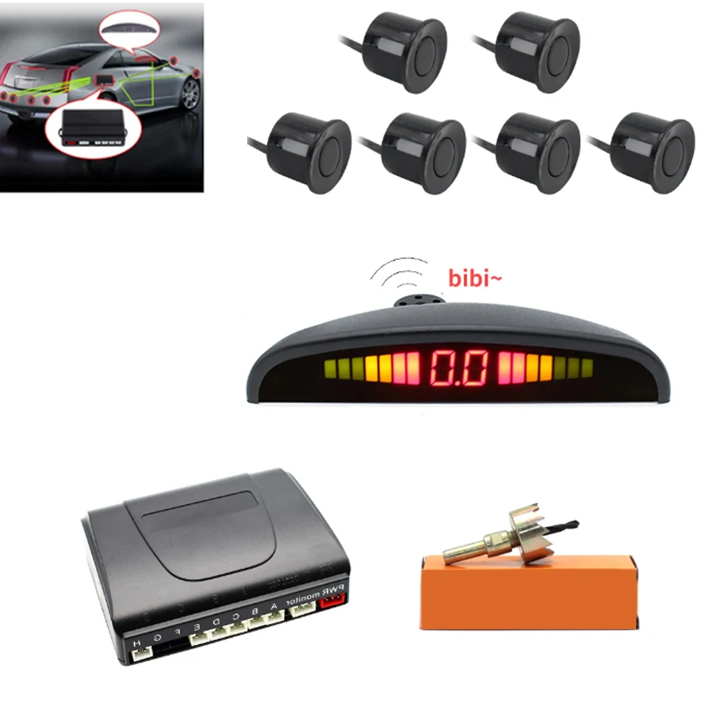 Car Parktronic LED Parking Sensor Kit 22mm 6 Radar Sensors Parking ...