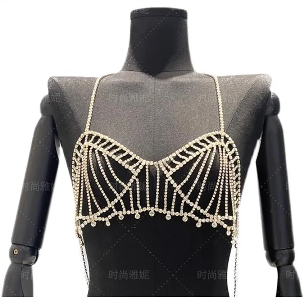 Rhinestone-Crop-Tops-Women-Summer-Sexy-Gold-Diamond-Body-Metal-Chain ...