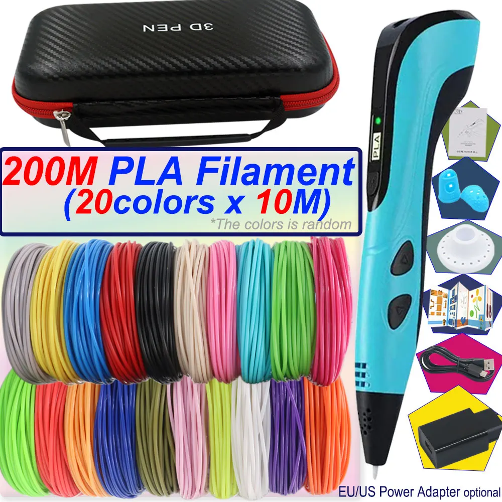 3D-Pen-For-Kids-with-Power-Adapter-20-30-Color-PLA-Filament-3D-Printing ...