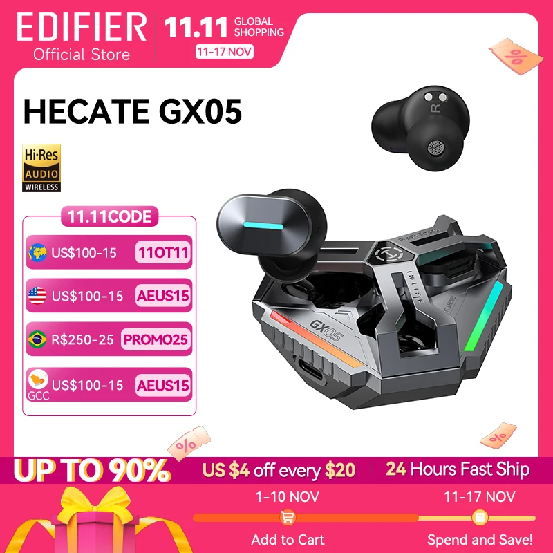 Edifier-auriculares inalámbricos TWS con Bluetooth, dispositivo de audio para juegos, GX05 ...