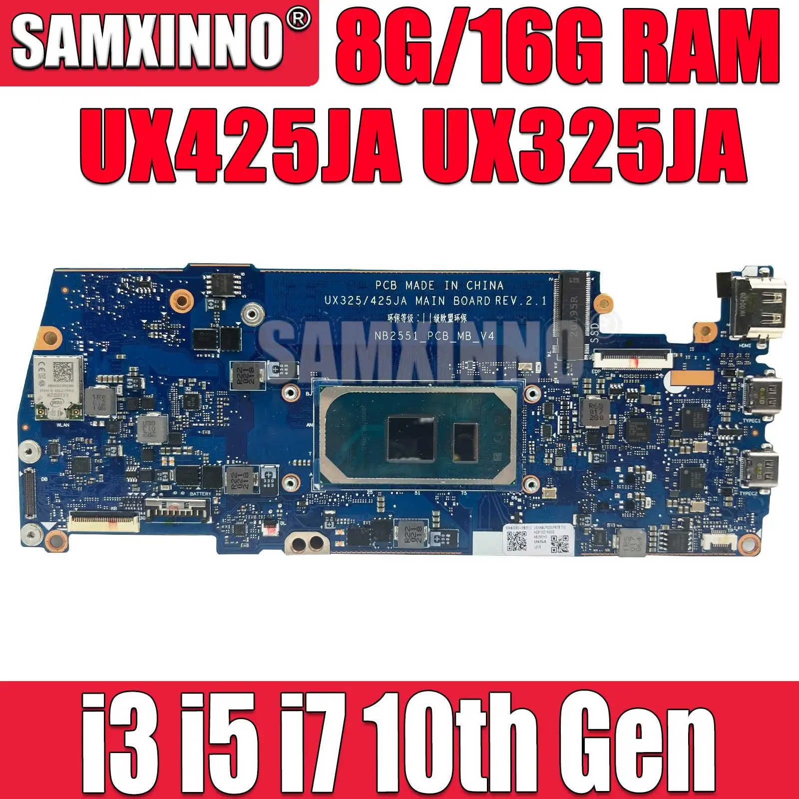 Placa base UX425JA UX325JA para portátil Asus ZenBook 14 13 UX425JA ...