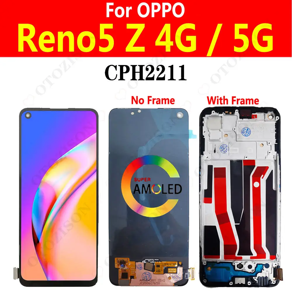 Super-AMOLED-CPH2211-LCD-With-Frame-For-OPPO-Reno5-Z-Display-Reno5Z-4G ...