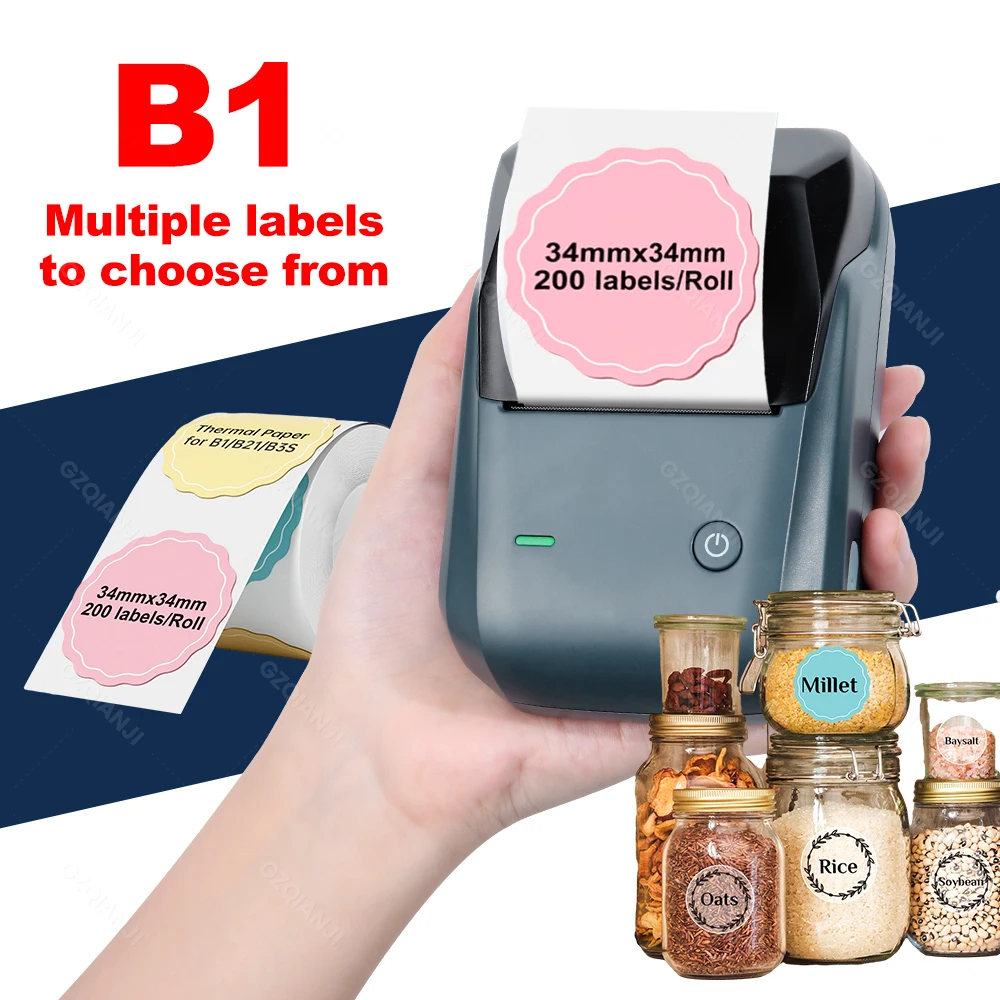 Original-Niimbot-B1-Etiketten-drucker-Farbe-runde-Aufkleber-Handheld ...