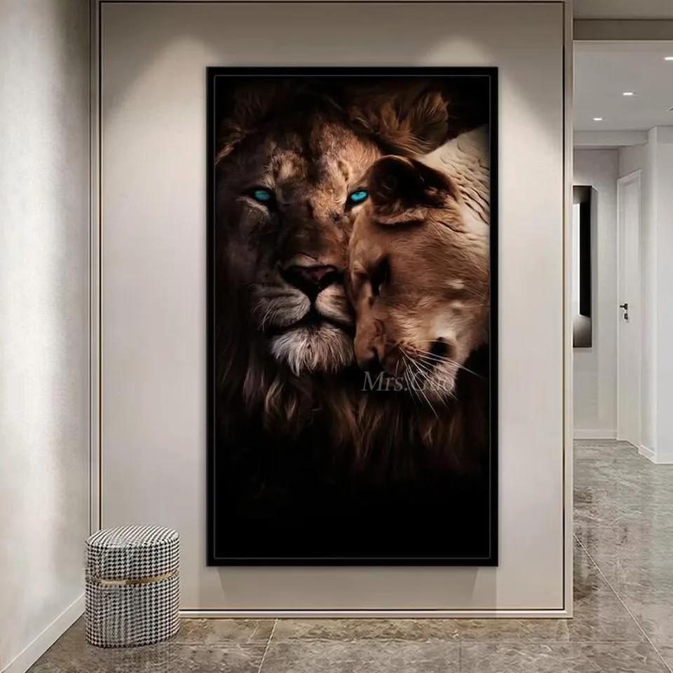 Lion Family 5D Diamond Painting Large Size DIY Diamond Painting Art ...