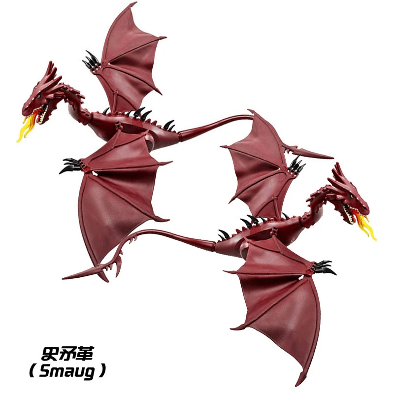 Creative Red Smaug Flame Dragon Building Blocks Classic Movies ...