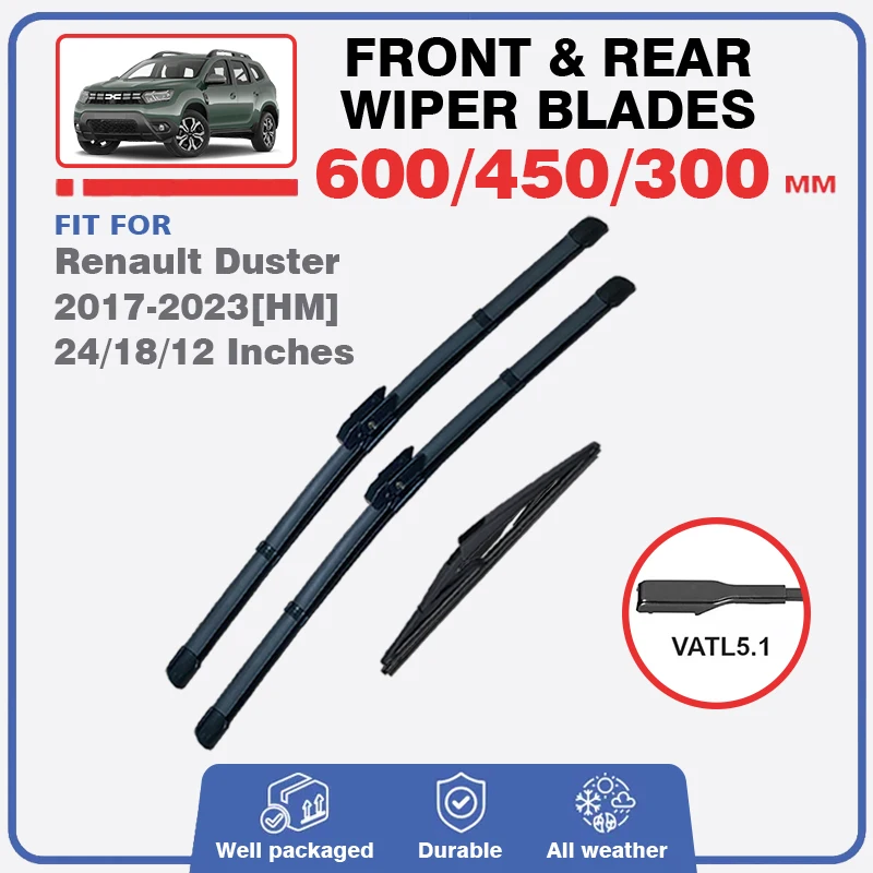 For Dacia Duster MK2 HM 2017 - 2024 Front Rear Windshield Wiper Blades ...