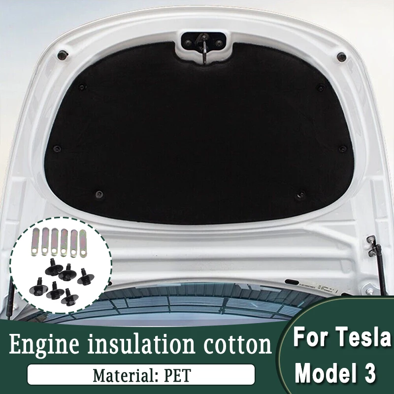 For Tesla Model 3 Hood Engine Insulation Pad Soundproof Cotton Heat ...