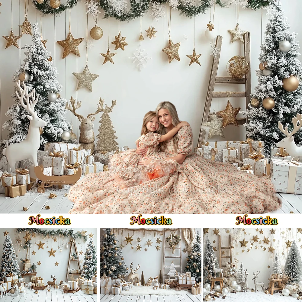 Mocsicka-White-Christmas-Gift-Room-Photography-Background-Shiny-Gold ...