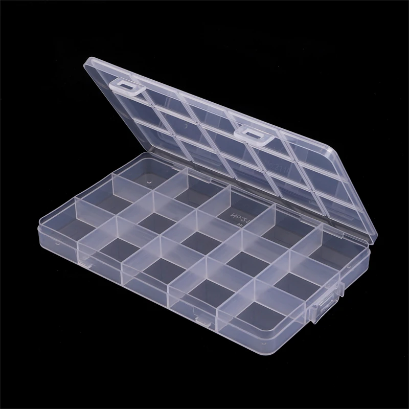 Plastic Jewelry Box Compartment Slot Organizer Storage Beads Container ...