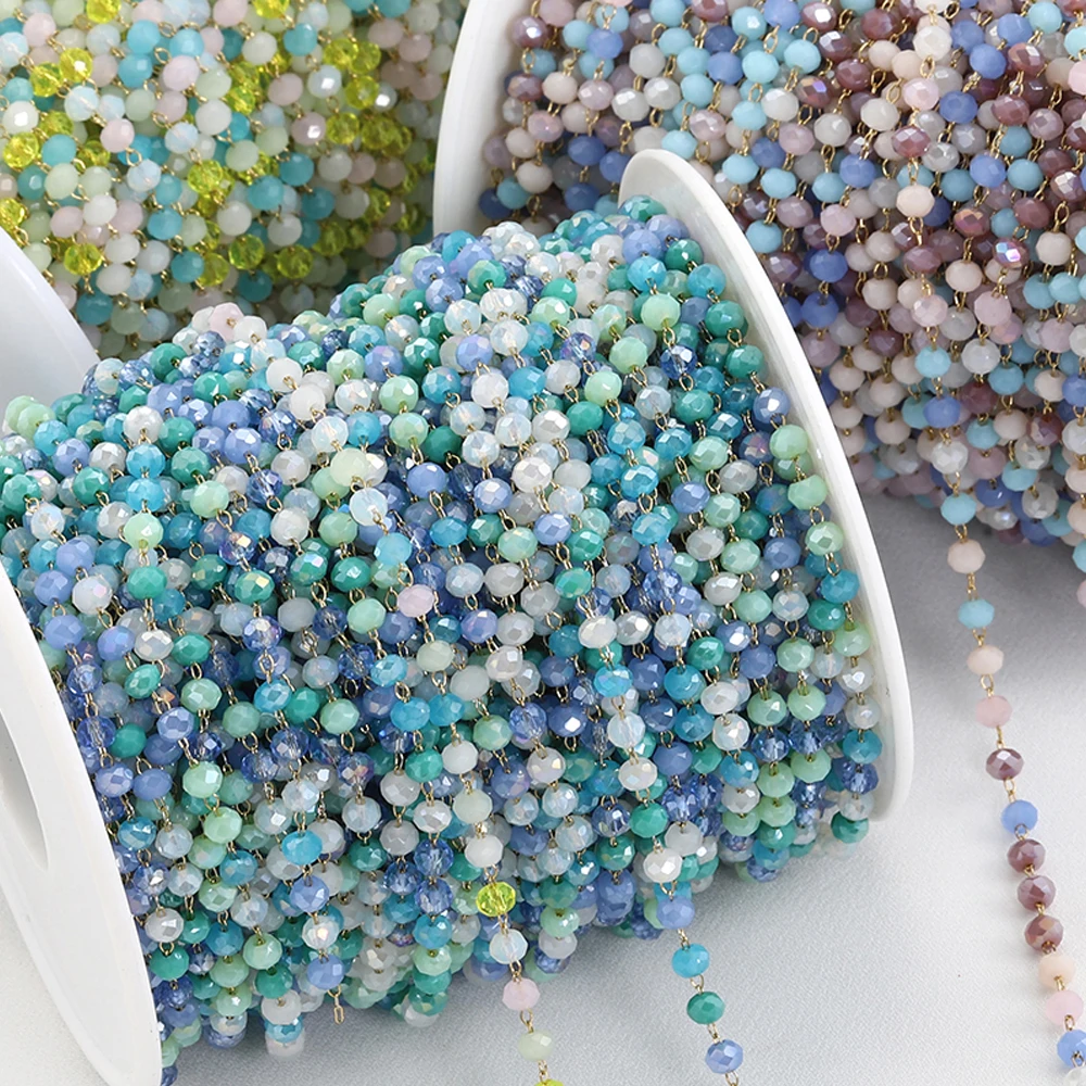 1meter-3-6mm-Stainless-Steel-Chain-Crystal-Stone-Beaded-Chain-Gold ...