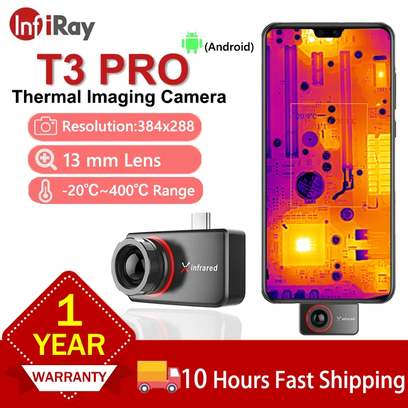 iPhone 384x288 픽셀 PCB 회로 감지용 InfiRay T3 Pro 열 카메라 야외 야간 투시경 사냥 적외선 이미지 ...