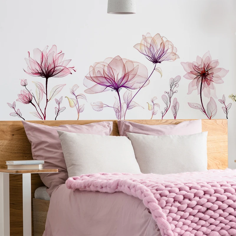 1pc PVC Wall Sticker, Creative Floral Pattern Sticker For Home Pink ...
