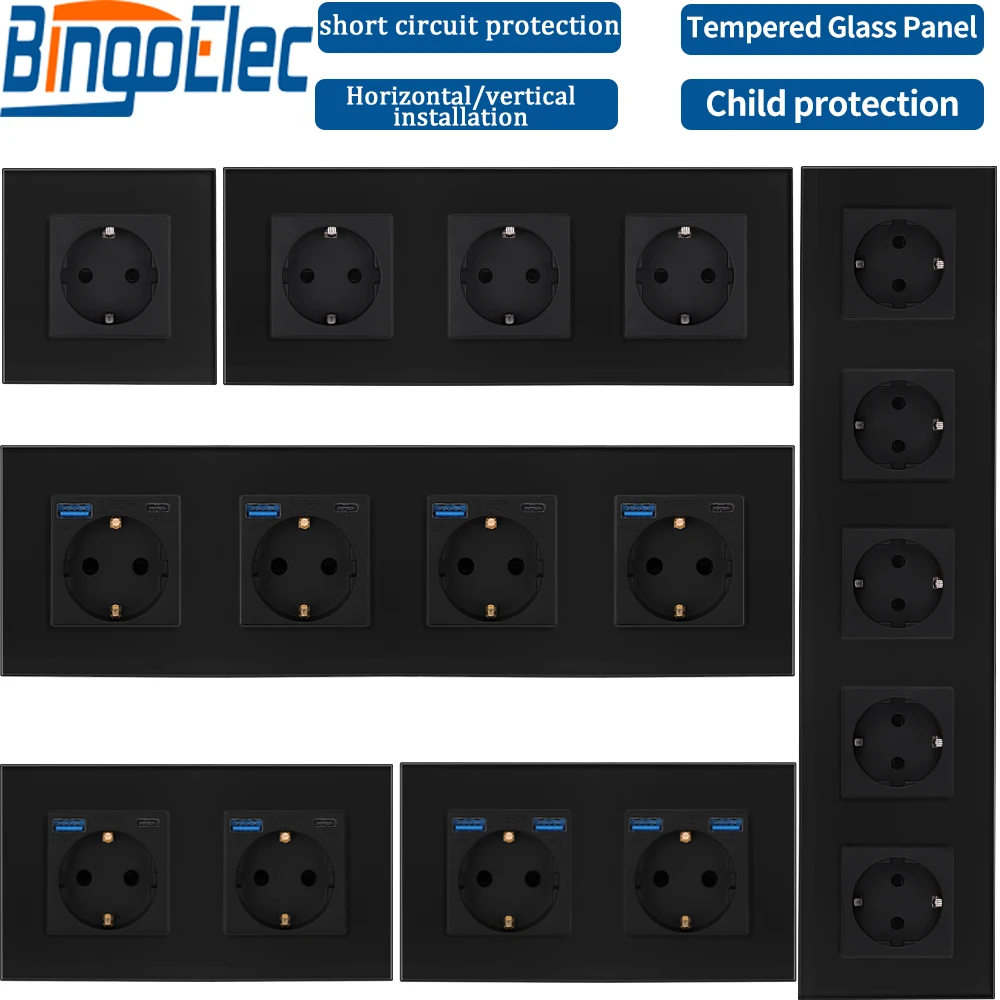 Bingoelec wall socket EU Standard Electrical Socket with USB fast ...
