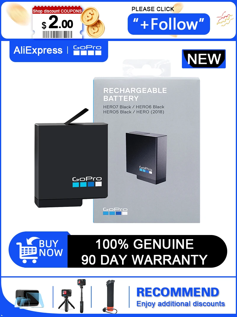 GoPro-Hero-7-Hero-6-Hero-5-Black-New-Original-Battery-1220mAh-For-Go ...