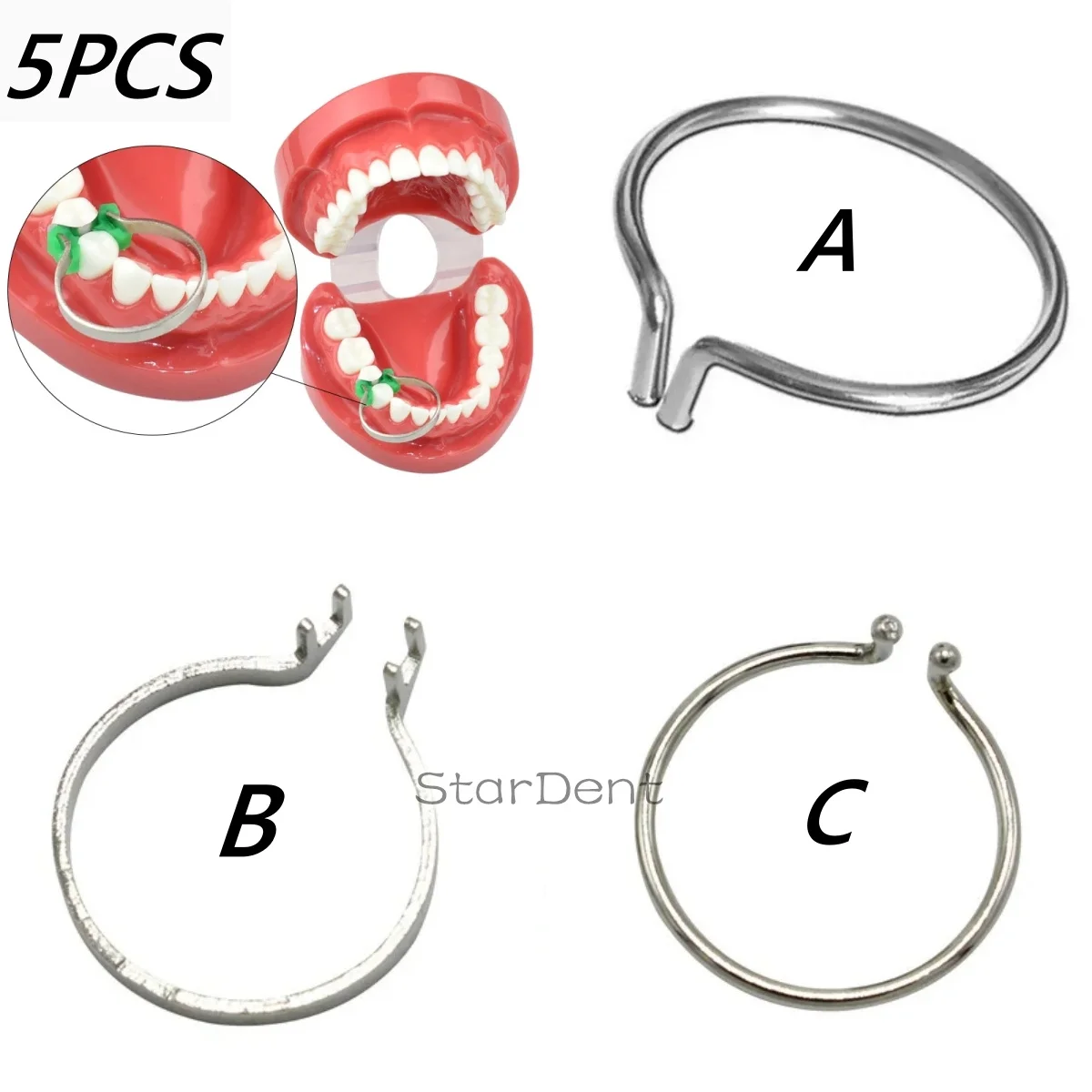 5Pcs-Dental-Matrix-Sectional-Contoured-Metal-Matrices-Standard-Ring-for ...