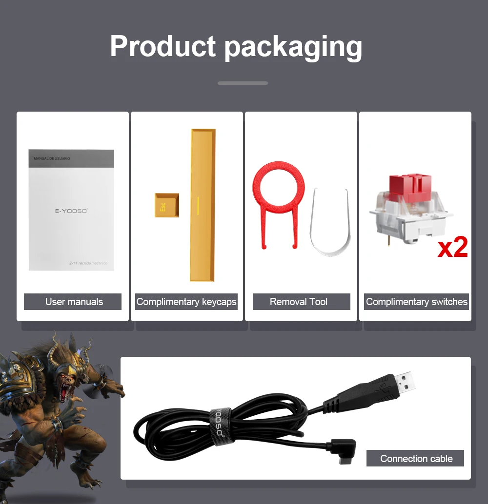 E-YOOSO Z11 USB 60% Mini Mechanical Gaming Wired Keyboard Red Switch 61 Keys Gamer for Computer ...