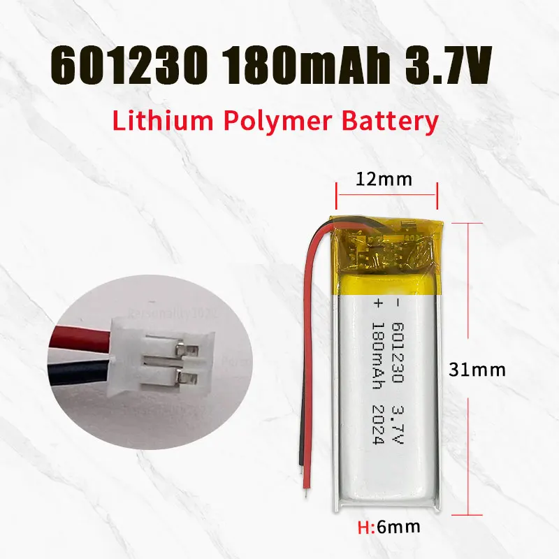 New-180mAh-601230-3-7V-Li-Po-Polymer-Lithium-Battery-for-Bluetooth ...