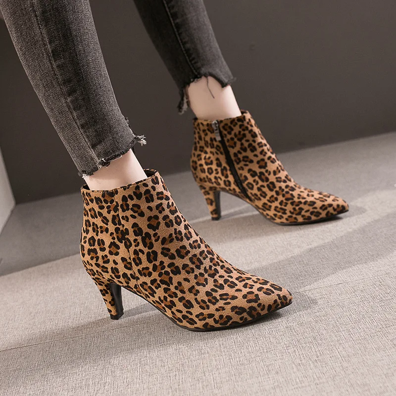 2023-Autumn-High-Heels-Ankle-Boots-Plus-Size-Leopard-Women-Boots-Retro ...