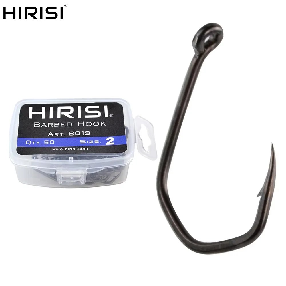 Hirisi 50pcs Eyed Barbed Fishing Hooks Pinpoint Claw PTFE Coated High ...