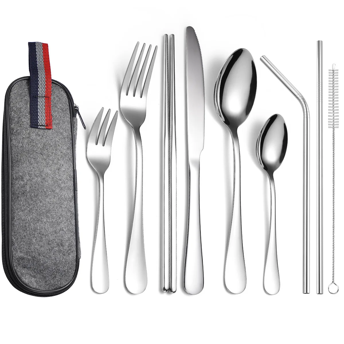 9Pcs-set-Tableware-Camp-Cutlery-Set-Reusable-Travel-Utensils-Set-with ...