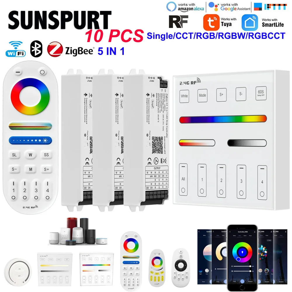WB5-5-in-1-LED-Strip-Controller-Voice-Control-WIFI-Zigbee-BT-Mesh-DIM ...