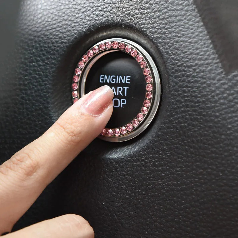 Decoration-Ring-Diamond-Rhinestone-Car-Decor-One-Click-Start-Button ...